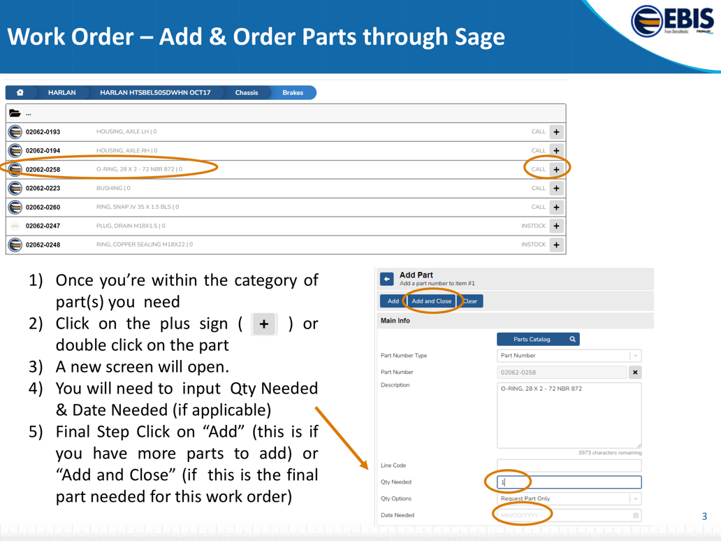 Adding parts through Sage Parts integration