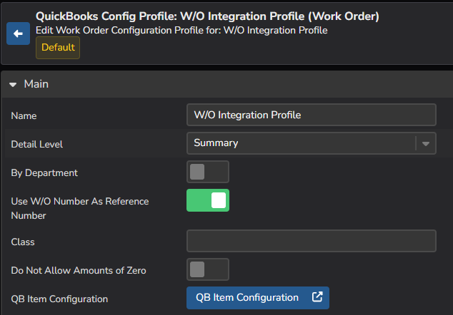 QuickBooks Online - 3.1 Create a Work Order Config Profile