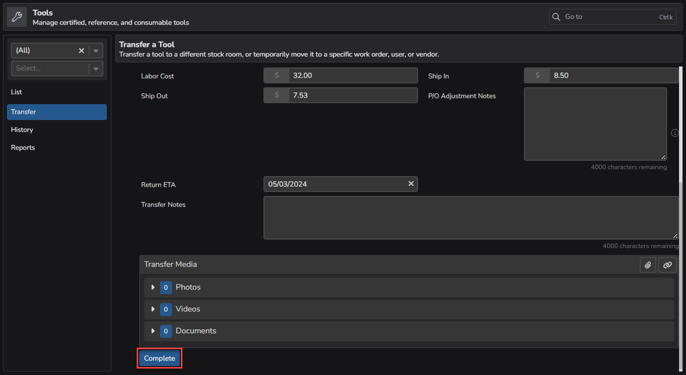 Tool Calibrations (Requires EBIS PRO)