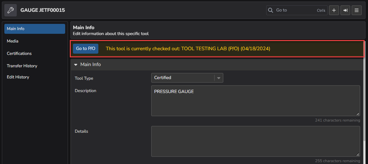 Tool Calibrations (Requires EBIS PRO)