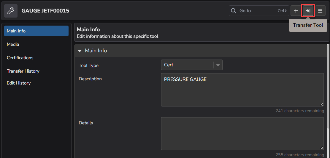 Tool Calibrations (Requires EBIS PRO)