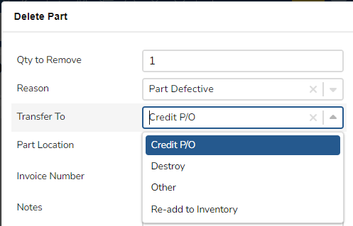 How to remove parts on a Work Order.