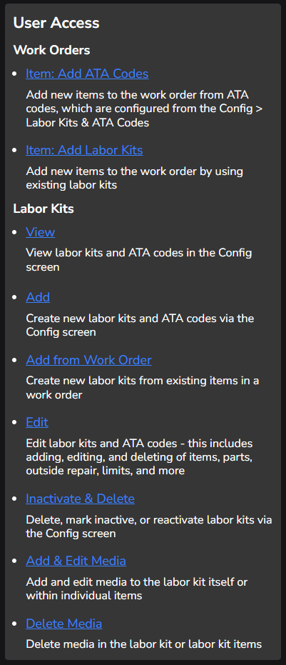 Create and Manage Labor Kits & ATA Codes