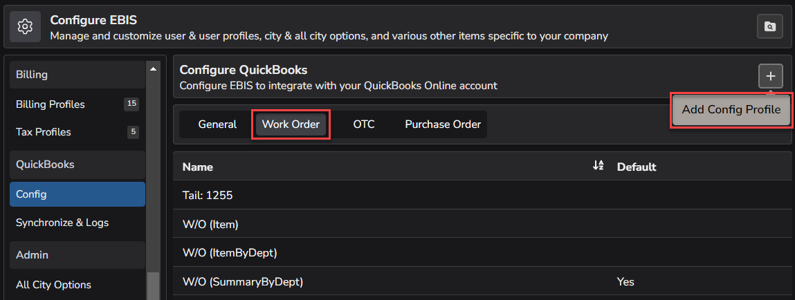 QuickBooks Online - 3.1 Create a Work Order Config Profile